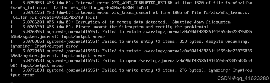 Linux开机报错:XFS:Internal error XFS_WANT_CORRUPTED_RETURN at line_linux开机修复xfs-CSDN博客