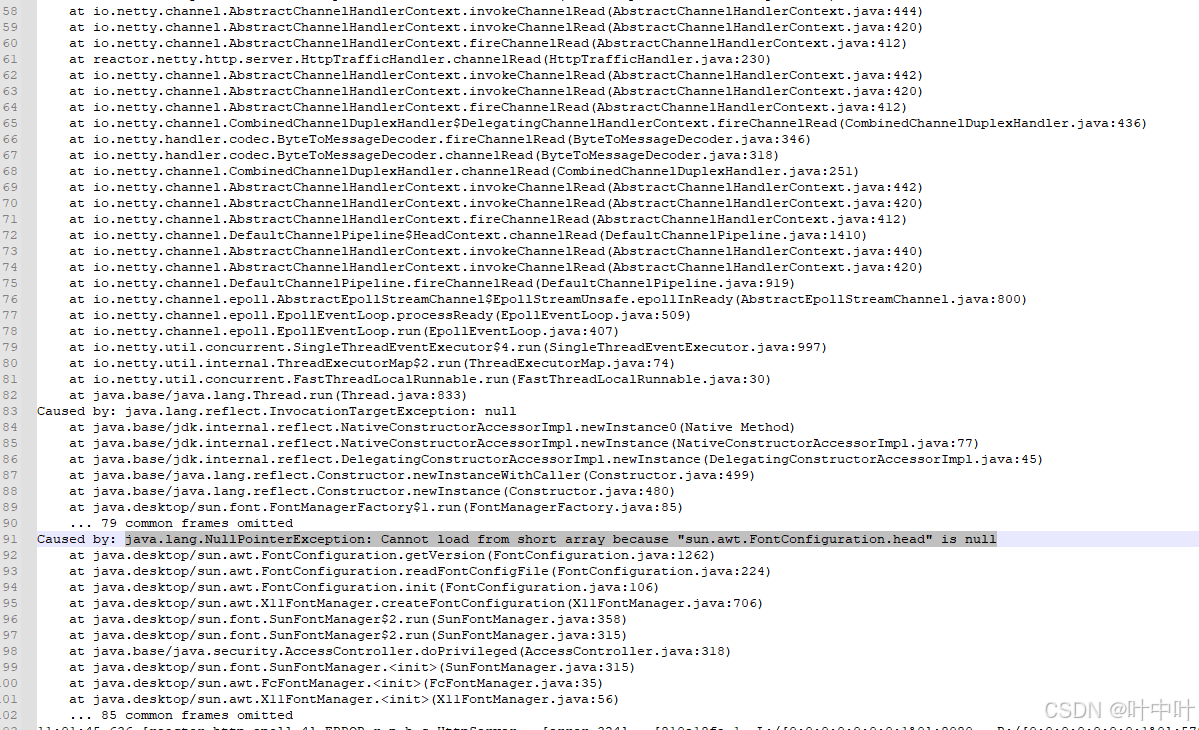 java.lang.NullPointerException: Cannot load from short array because “sun.awt.FontConfiguration ...
