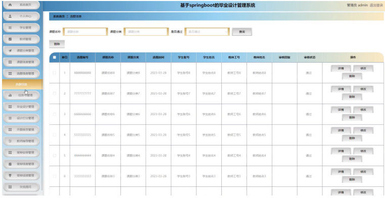 计算机毕业设计springboot的毕业设计管理系统 基于spring Boot的高校毕业设计流程管理系统开发 Spring Boot驱动的