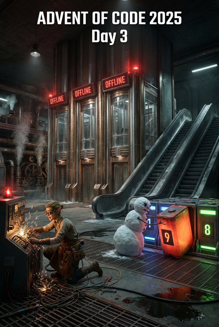 Advent of Code 2025 挑战全手写代码 Day 3 - 大堂_advent of day训练题-CSDN博客