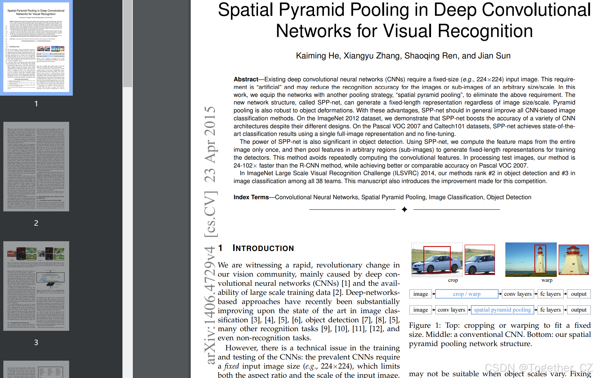 Spatial Pyramid Pooling in Deep ConvolutionalNetworks for Visual Recognition——深度卷积网络中的空间金字塔池化用于 ...