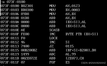 DosBox-DEBUG_dosbox– 使用r命令修改如下寄存器的数值为: – bx=0313h, si=1123h, di-CSDN博客