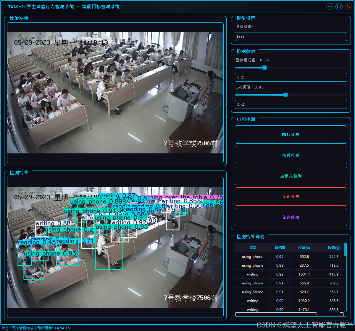 基于深度学习YOLOv12的学生课堂行为识别检测系统（YOLOv12+YOLO数据集+UI界面+登录注册界面+Python项目源码+模型 ...