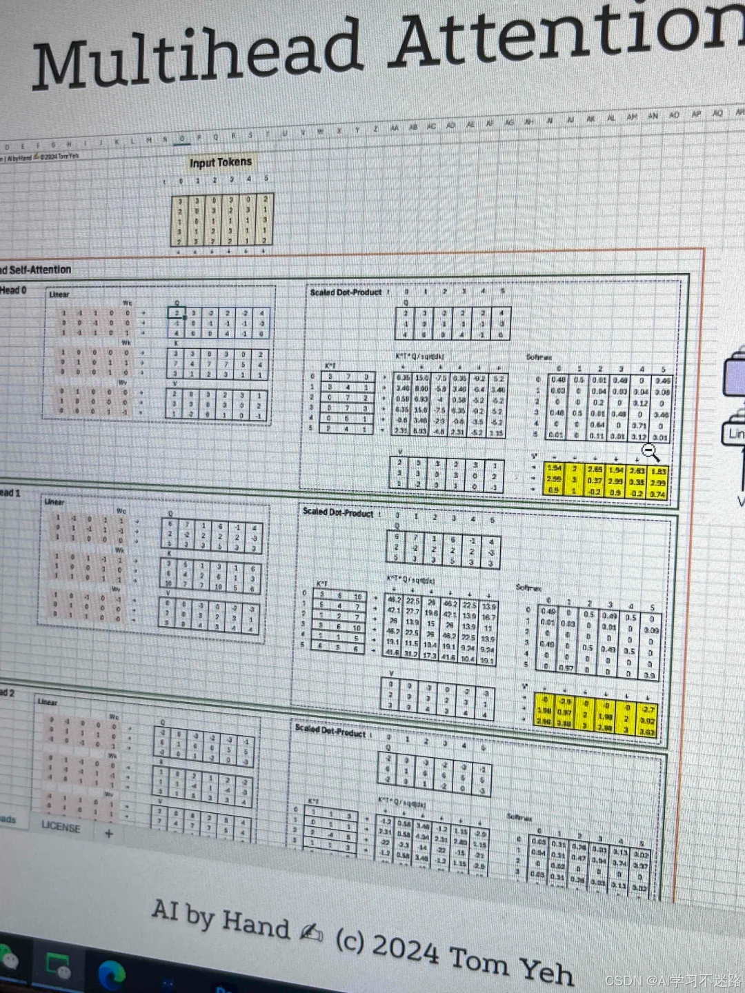 突然发现Excel手搓Transformer真的好清晰.._tom yeh transformer-CSDN博客