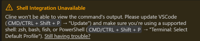 解决VSCode ShellIntegrationUnavailable报错指南（部署cline智能体出现）_shell integration unavailable-CSDN博客