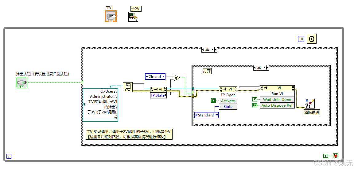 Labview 主VI弹出调用子VI界面，实现弹窗_labview调用子vi弹出前面板-CSDN博客
