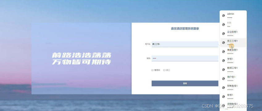 python+vue基于django/flask的嘉世酒店管理系统java+nodejs+php-计算机毕业设计-CSDN博客