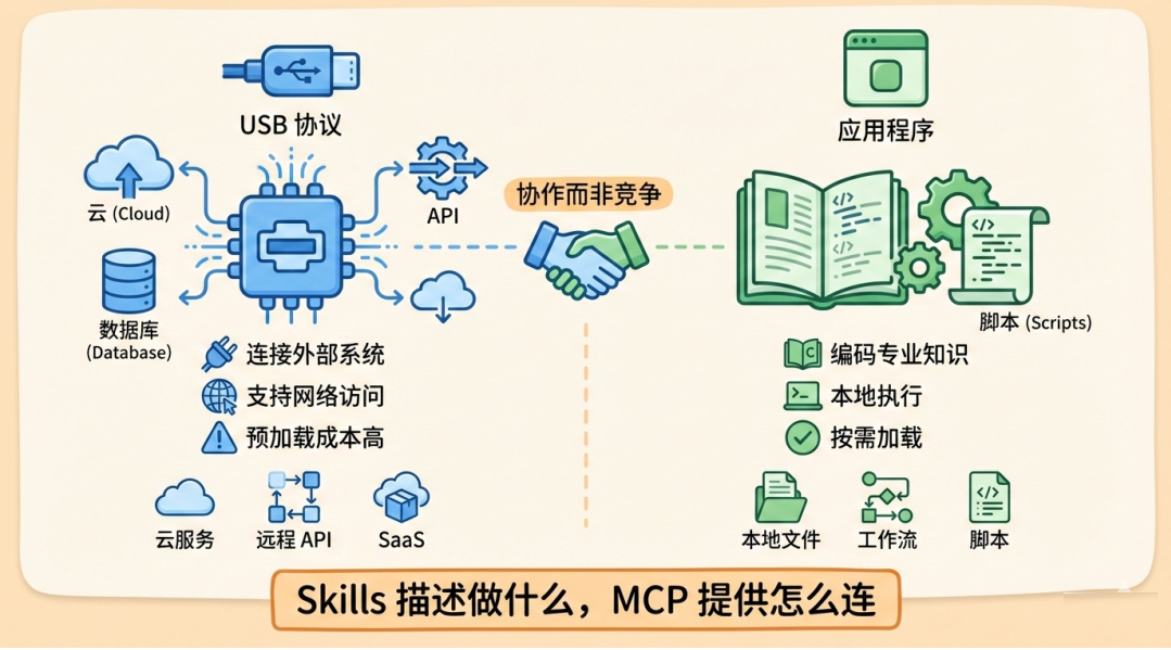 收藏！小白/程序员快速入门：MCP与Skills的区别与选择指南_mcp和skills区别-CSDN博客
