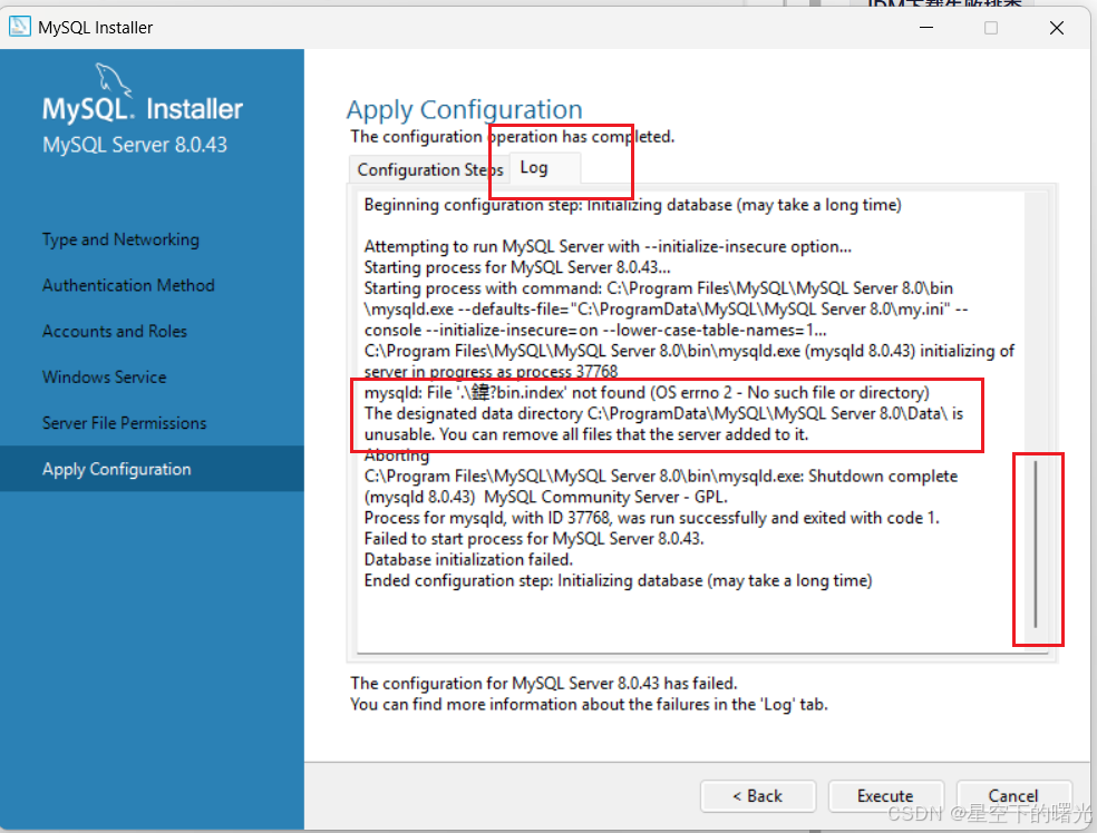 MySQL安装时遇到的Initializing database错误无法继续安装_mysql安装出现initializing database-CSDN博客