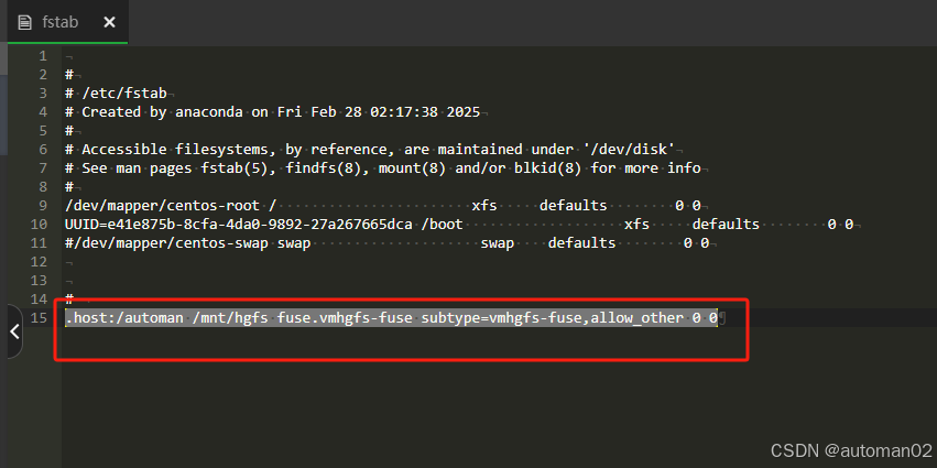 vmware centos 挂载windows 文件目录 （自动挂载）_vmware挂载文件-CSDN博客