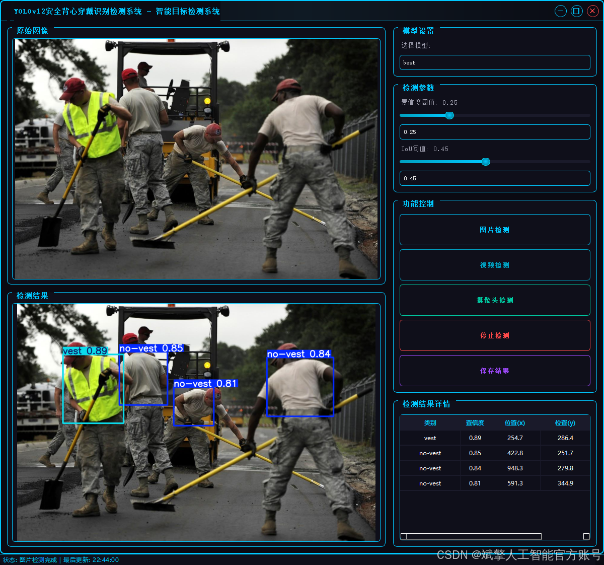 基于深度学习YOLOv12的安全背心穿戴识别检测系统（YOLOv12+YOLO数据集+UI界面+登录注册界面+Python项目源码+模型 ...