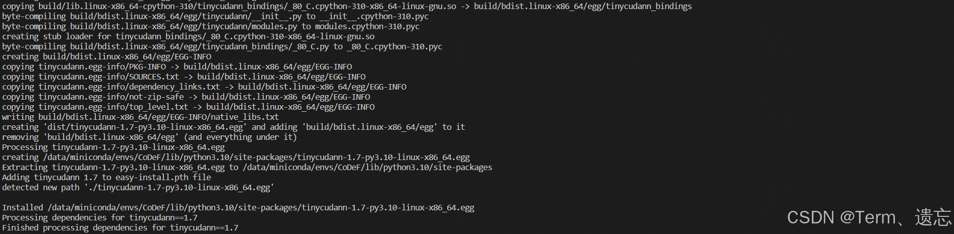 安装tiny-cuda-nn显示成功但无法运行_no module named 'tinycudann-CSDN博客