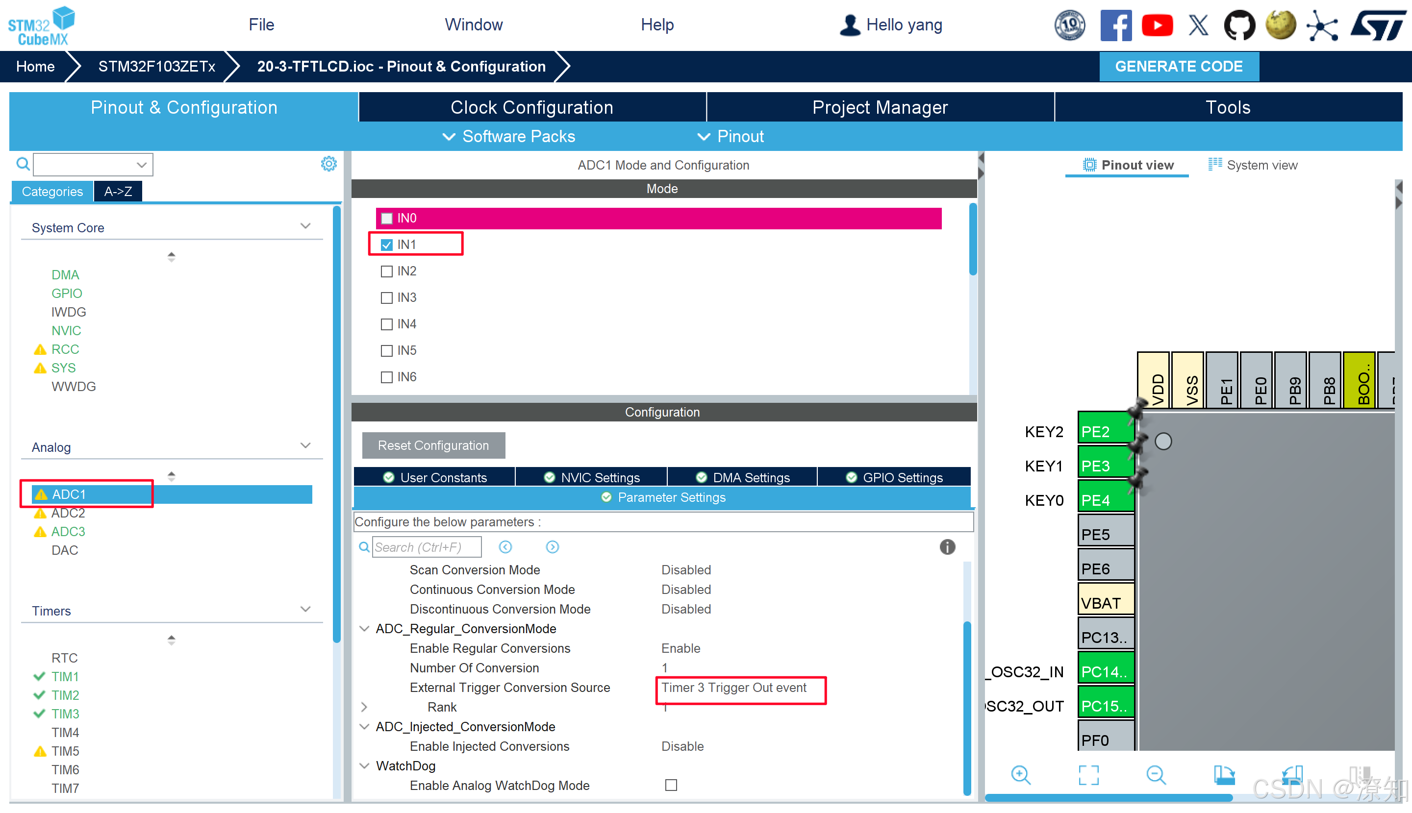 STM32f103zet6 hal cubemx adc dma 采集正弦波 采集方波 简易示波器 波形显示 采样率100~1M 可测频率 可测电压值 可缩放画面_stm32f103zet6 ...