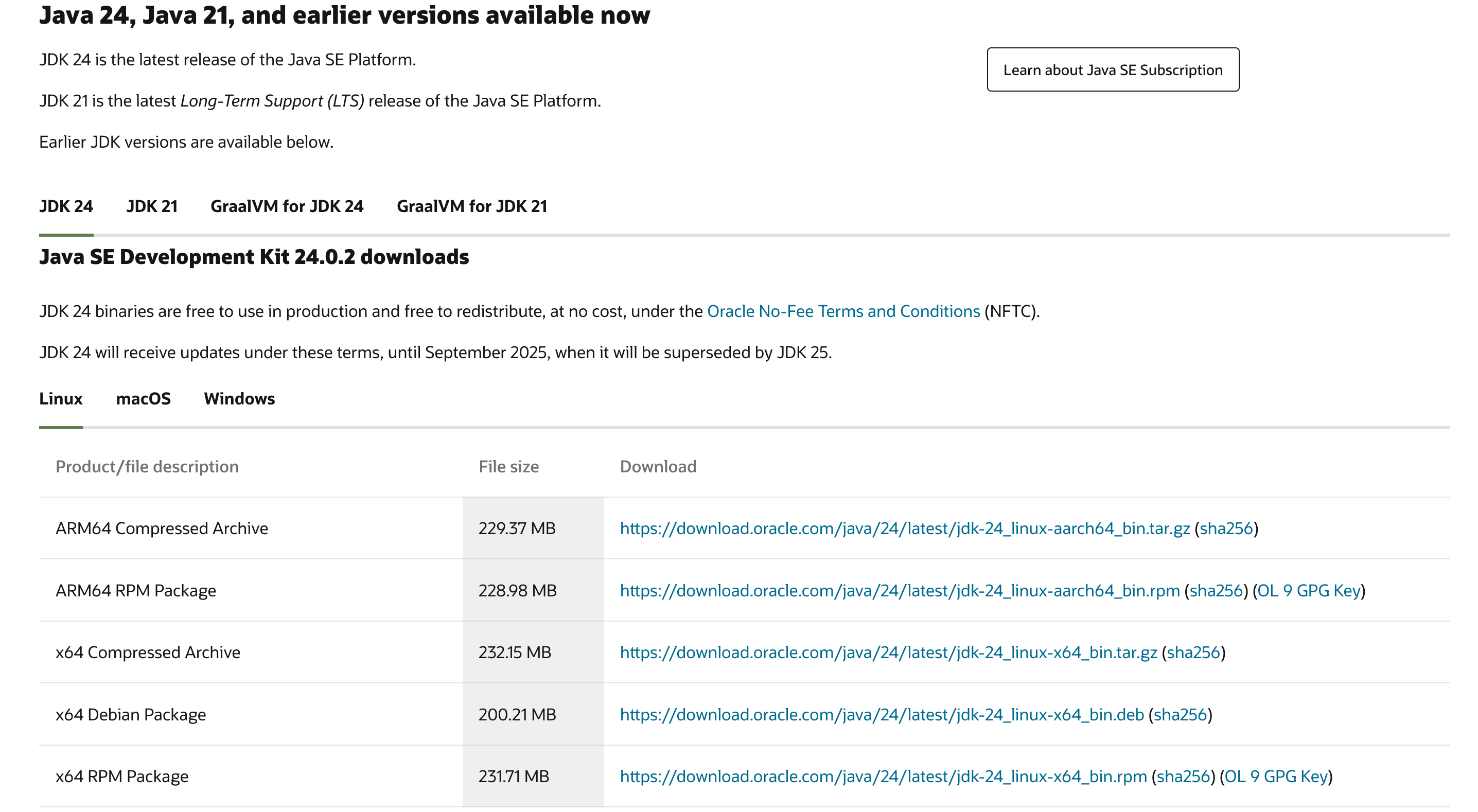 Azul、Oracle Java SE、Amazon Corretto、Microsoft OpenJDK、Red Hat OpenJDK 和 Eclipse temurin、Sap ...
