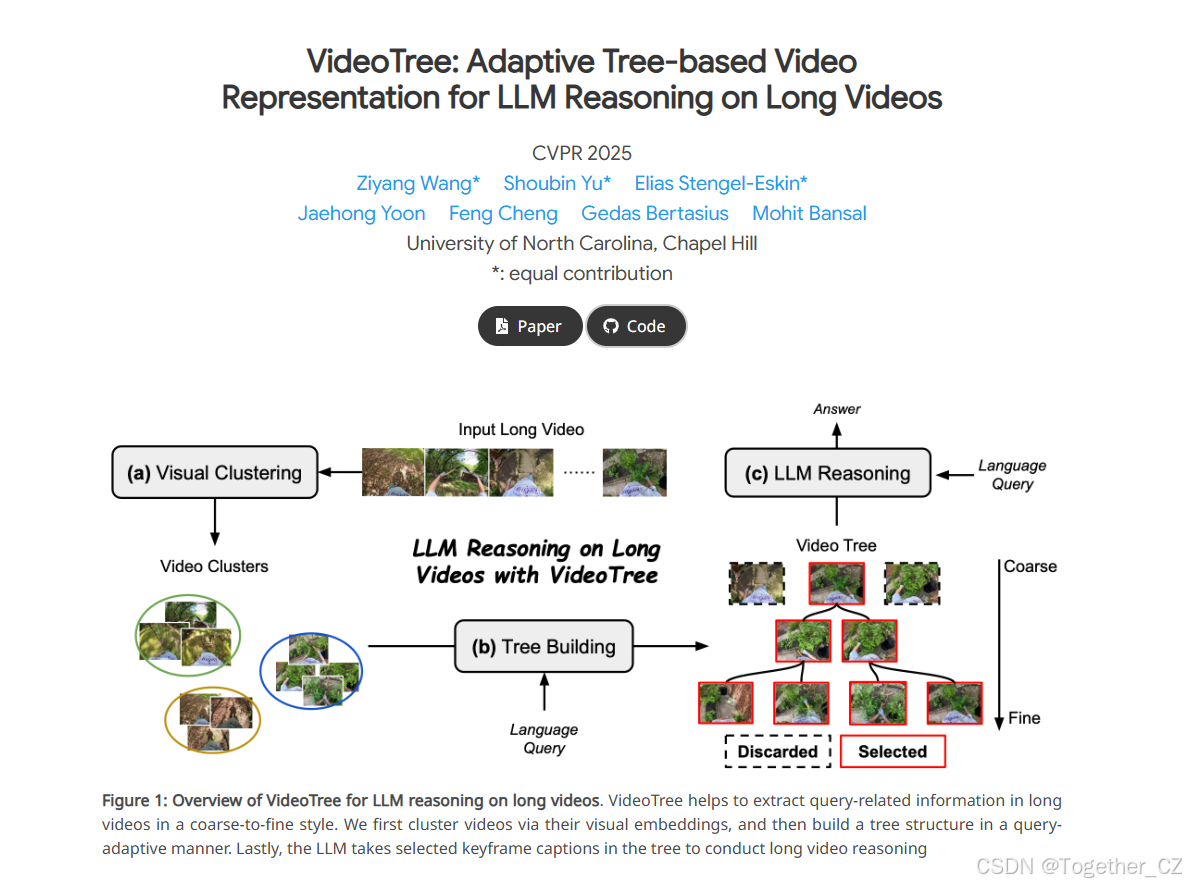 VideoTree: Adaptive Tree-based Video Representation for LLM Reasoning on Long Videos长视频语言模型推理自适应 ...