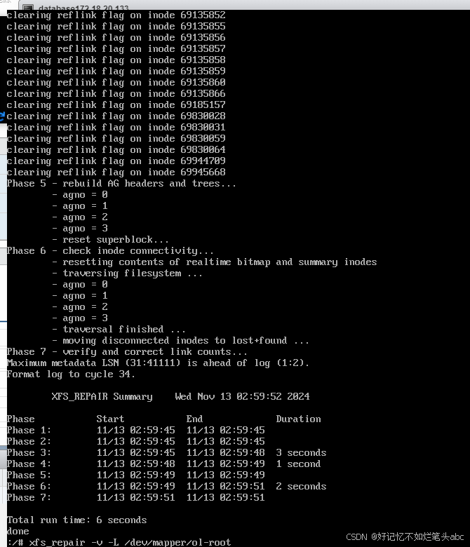 断电导致XFS (dm-2): Corruption detected. Unmount and run xfs_repair，操作报Input/output error_dm-0 ...