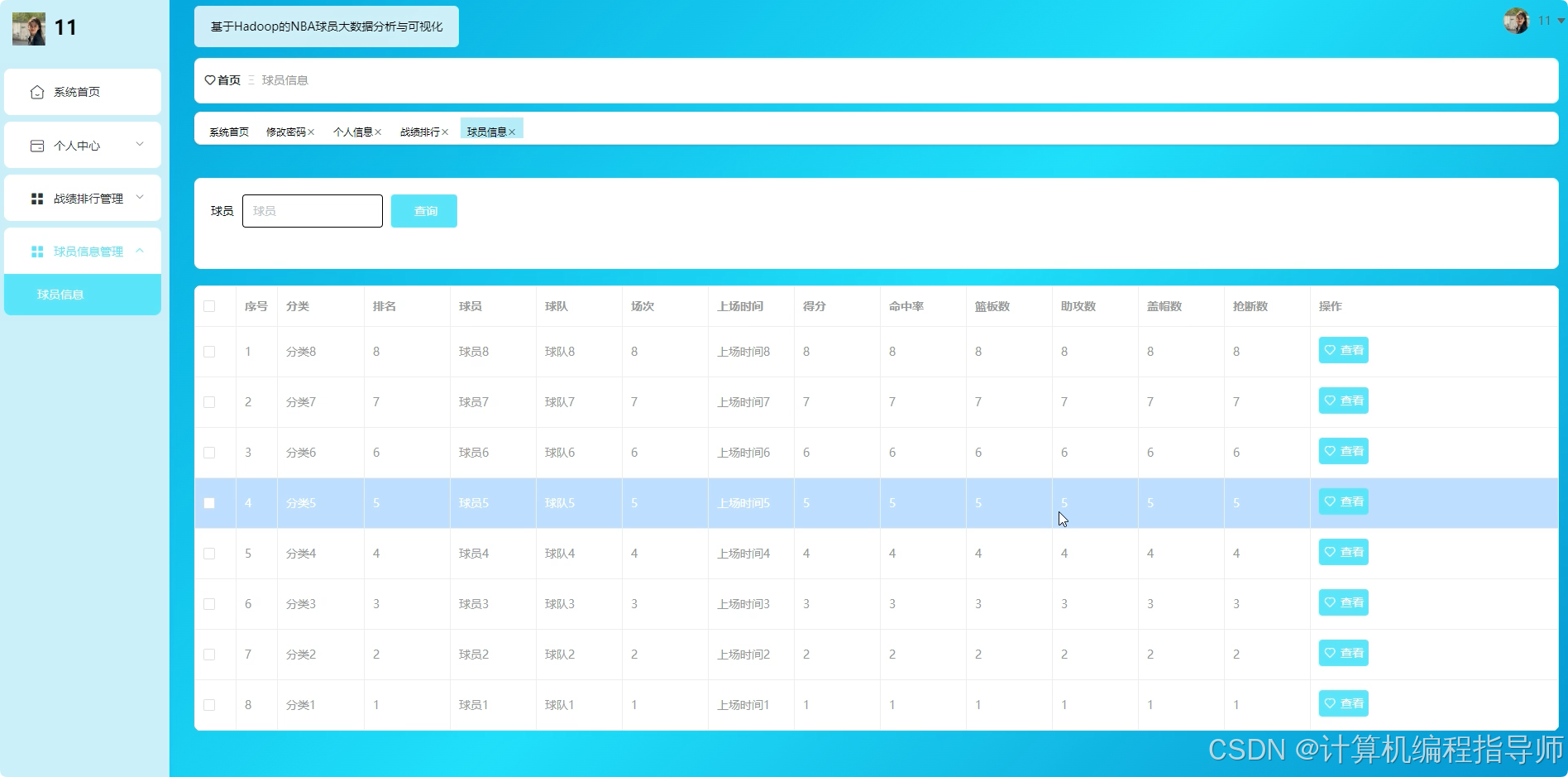 基于hadoop的nba球员大数据分析与可视化 计算机毕业设计选题推荐 Python毕设 大数据毕设 可适用于毕业设计 课程设计 实习项目 附源码安装部署文档指导 Csdn博客