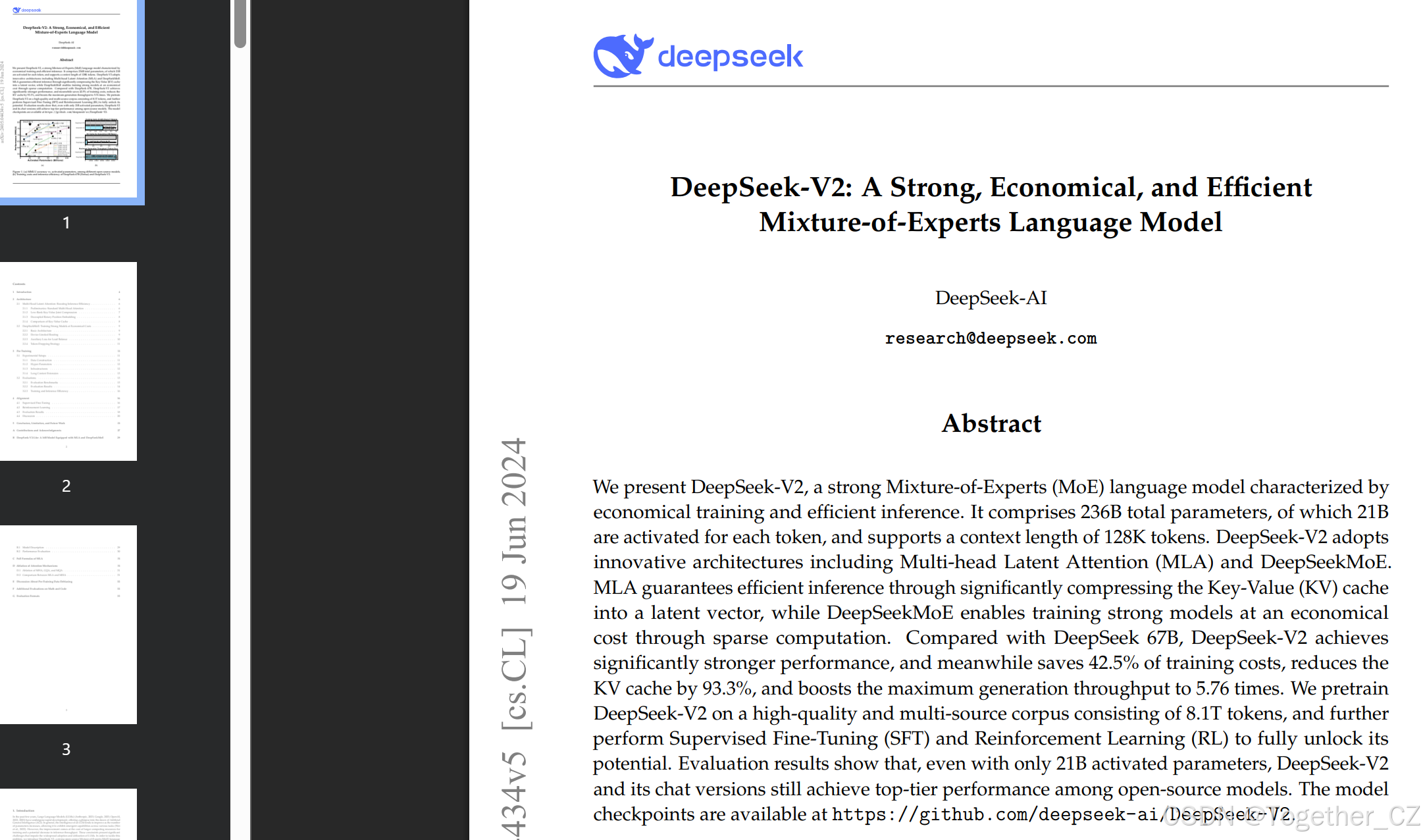 DeepSeek-V2: A Strong, Economical, and Efficient Mixture-of-Experts Language Model一种强大经济且高效的混合专家 ...