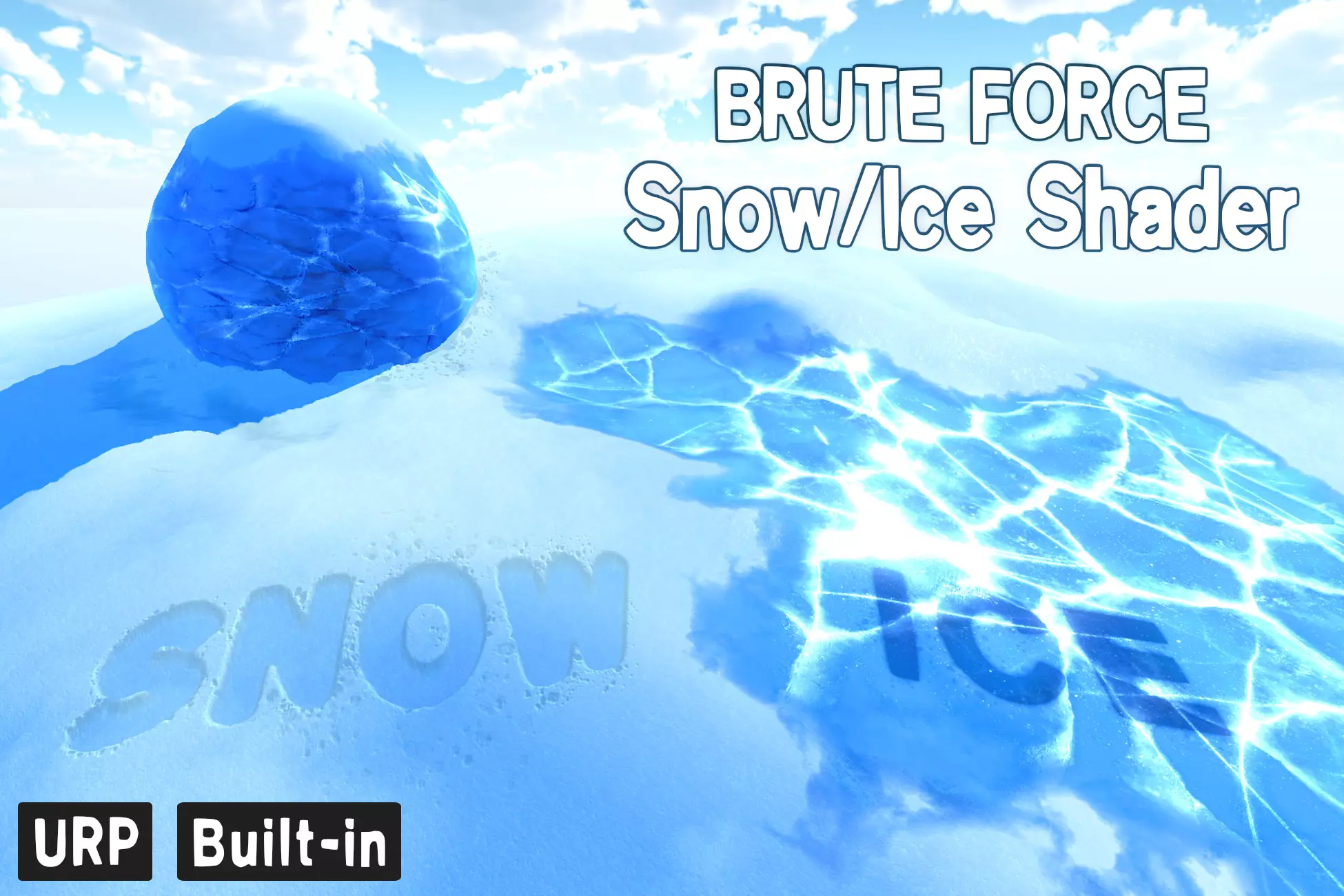 【Unity 雪与冰效果材质插件】Brute Force-Snow & Ice Shader 能够在模型或地形表面实时添加积雪、冰霜效果，并支持动态交互、天气变化响应_brute force ...