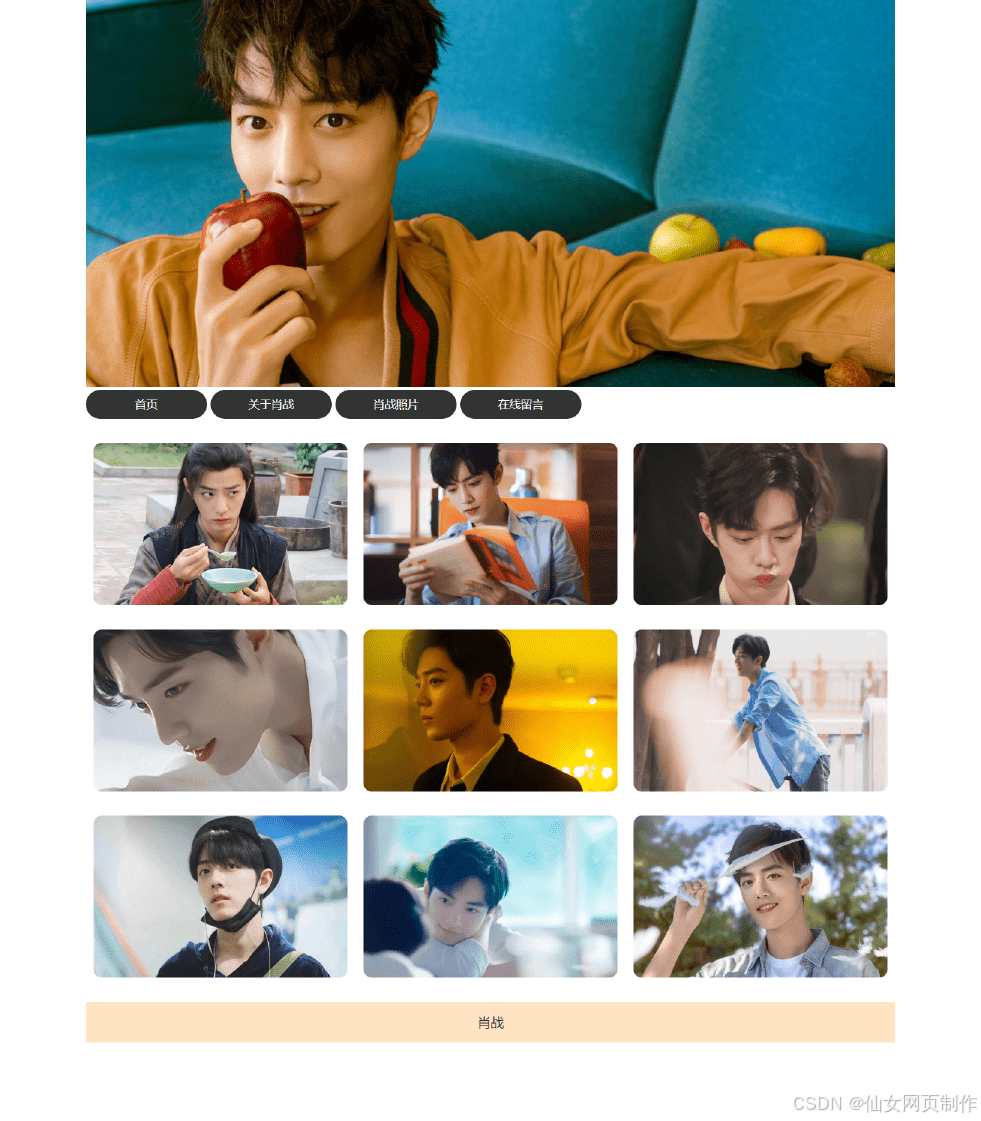 602.大学生HTML5期末大作业 —【肖战明星主题精品网页(4页)】 Web前端网页制作 html5+css3-CSDN博客