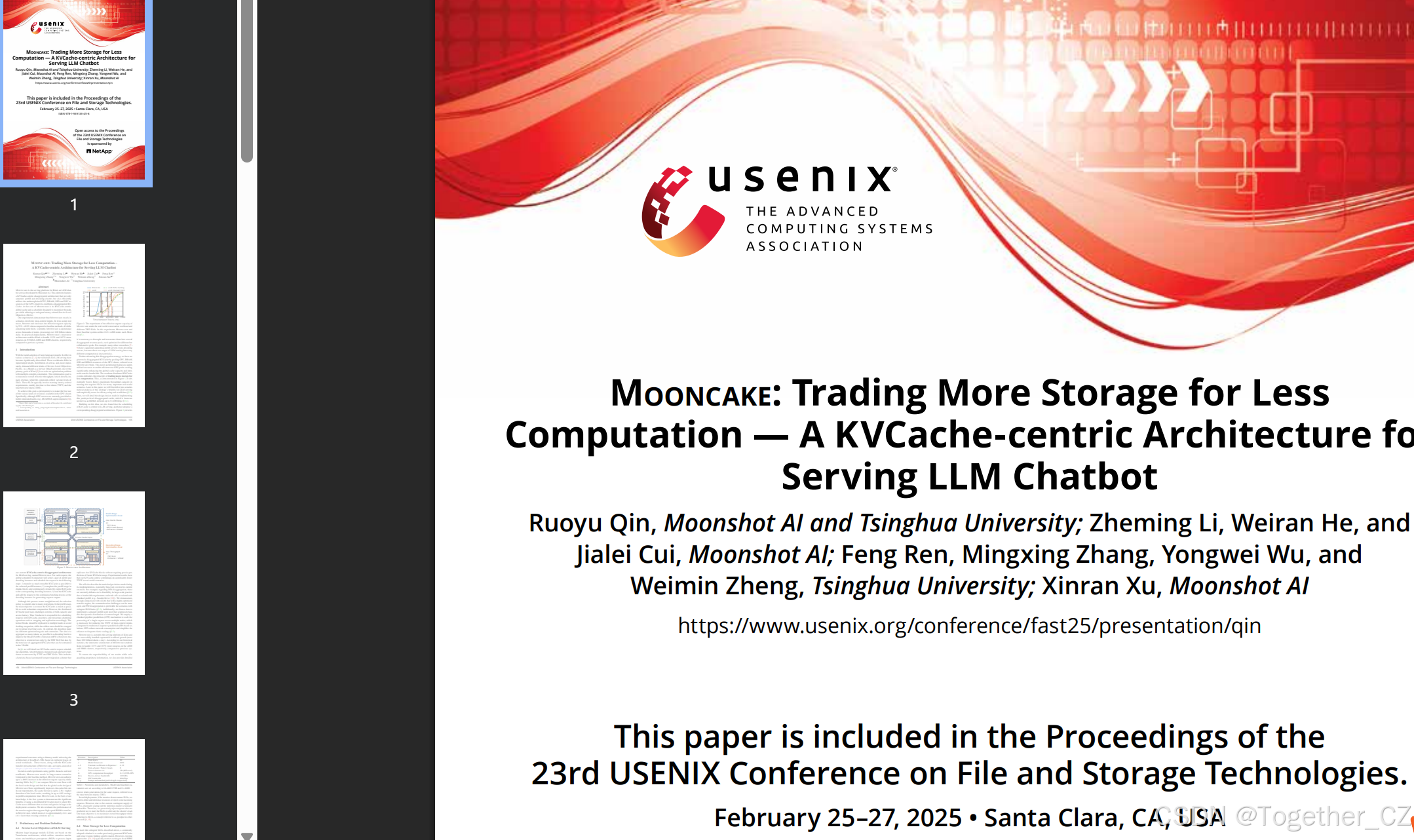 Mooncake: Trading More Storage for Less Computation—A KVCache-centric 以KVCache为中心的架构用于服务LLM聊天机器人 ...