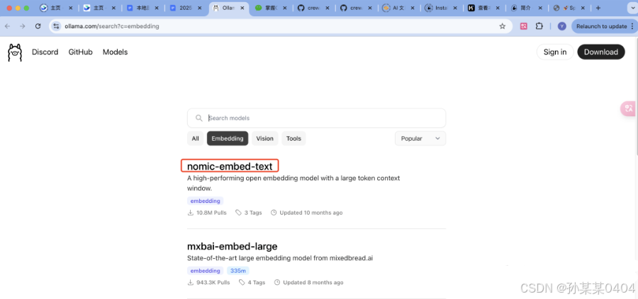 Ollama 下载Embedding模型并配置到Dify中(亲测)_ollama embedding模型-CSDN博客