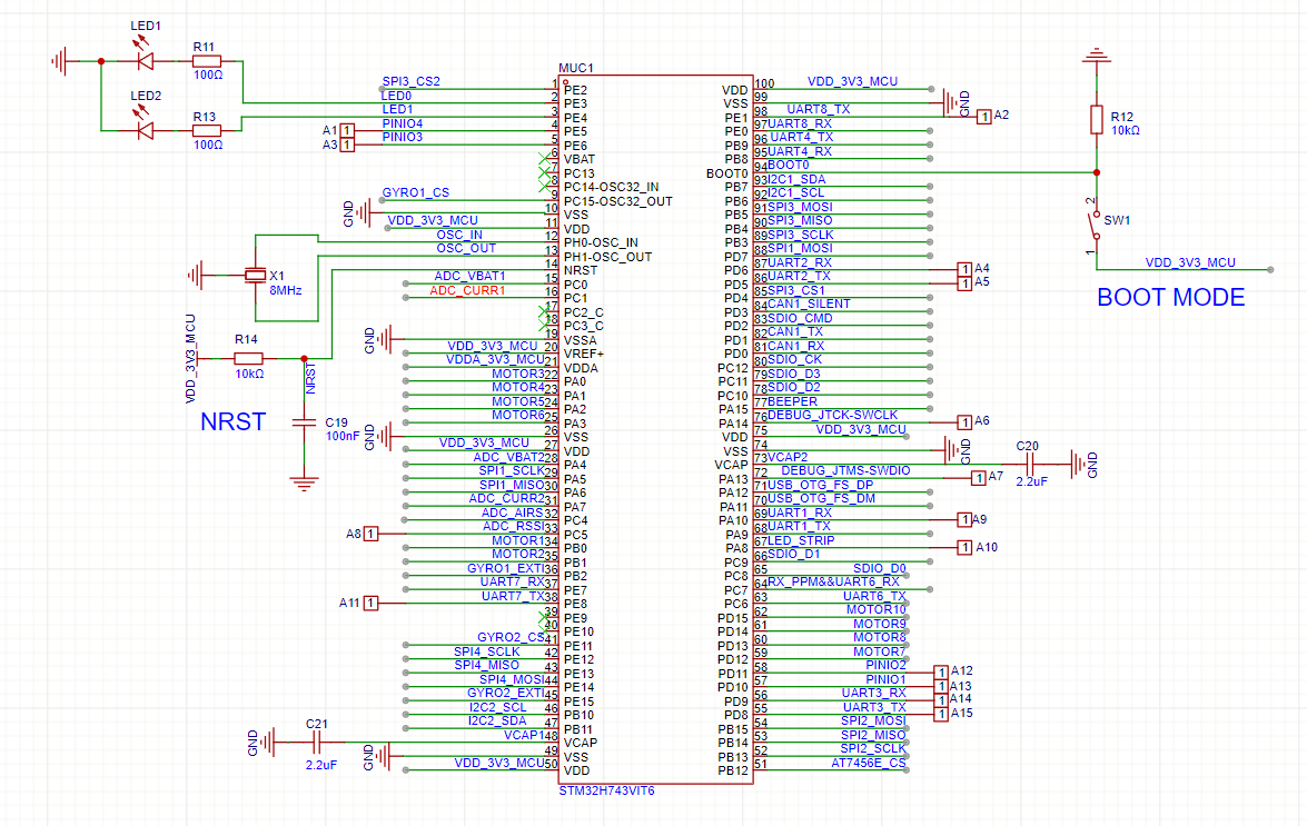 手搓STM32H743开源飞控系列教程---(三)物唯飞控原理图讲解、硬件引脚讲解、一键适配官方固件，固件烧录_stm32h743vit6原理图-CSDN博客