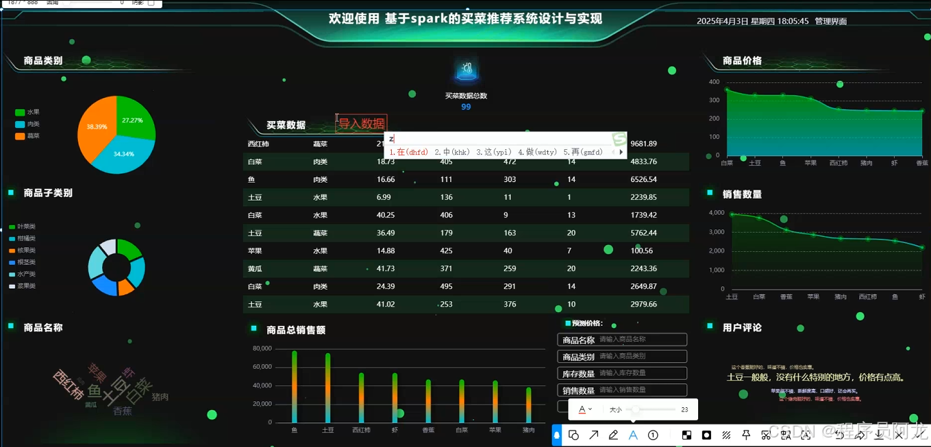 SpringBoot基于spark的买菜推荐系统设计与实现(源码+定制+开发）_springboot优秀开源项目-CSDN博客