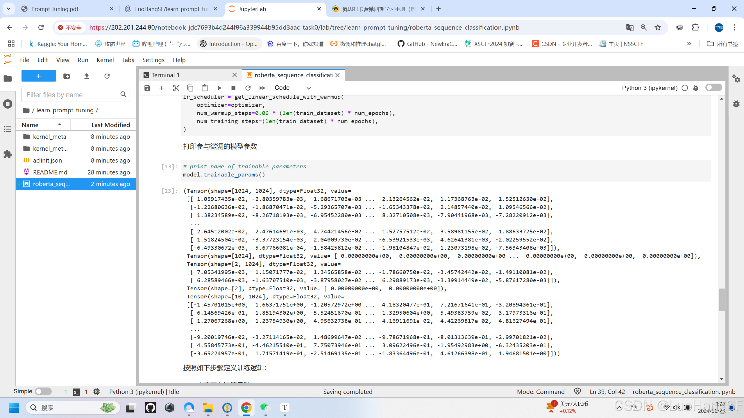 MindSpore学习实践——基于MindNLP的Roberta Prompt Turning_使用mindspore nlp组件对roberta-large模型进行ia3微调训练-CSDN博客