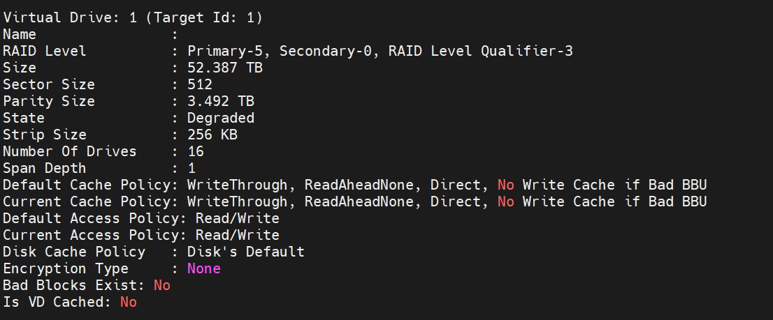 storcli /c0/v3 show 中 State 的 Optimal 和 Degraded_storcli64开启高速缓存-CSDN博客