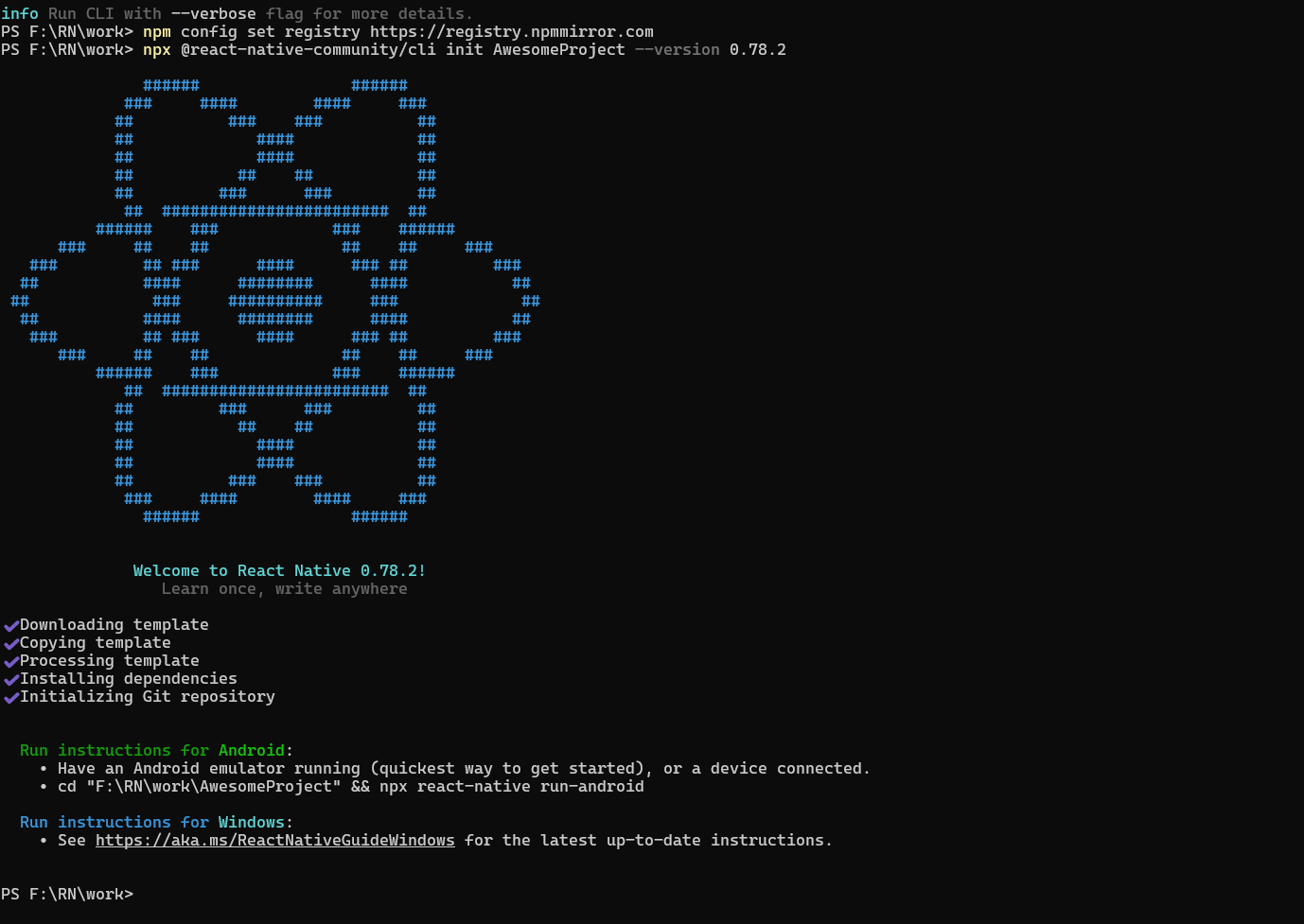 创建RN项目报错_使用rn,执行过pod install 后 rct-folly库中 hash文件报错: no-CSDN博客