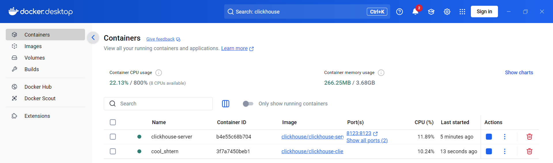 Docker使用ClickHouse | ClickHouse 配置用户名密码 | ClickHouse 可视化 | windows系统 | 镜像_clickhouse默认用户名密码-CSDN博客