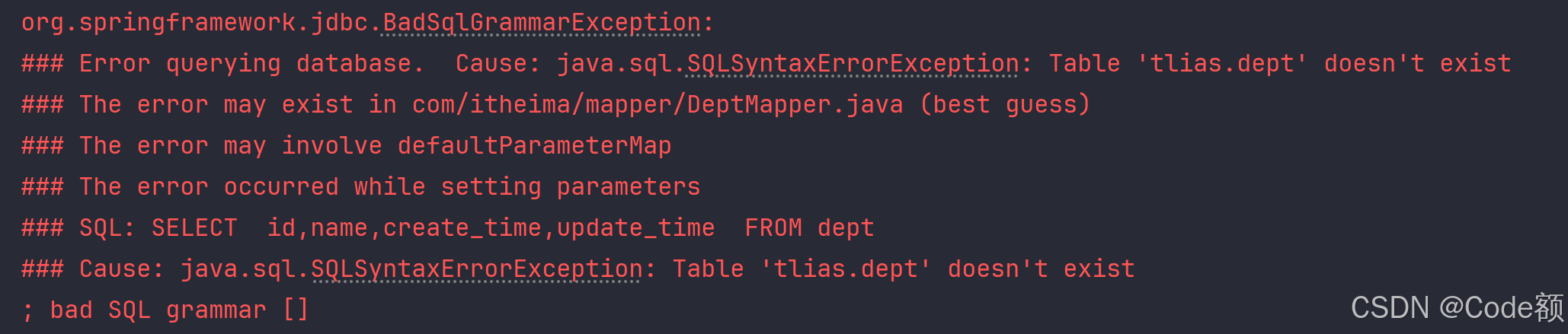 MyBatis常见Bug之 —— 数据库表或列不存在_mybatisplus不存在数据库注解-CSDN博客