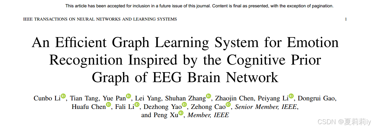 [TNNLS 2024]An Efficient Graph Learning System for Emotion Recognition Inspired by the Cognitive ...
