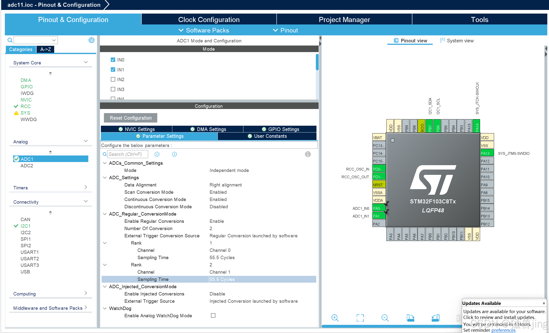 STM32CUBEMX IDE配置ADC单/多通道记录_stm32cubeide adc-CSDN博客