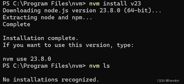 nvm安装nodejs后提示No installations recognized-CSDN博客