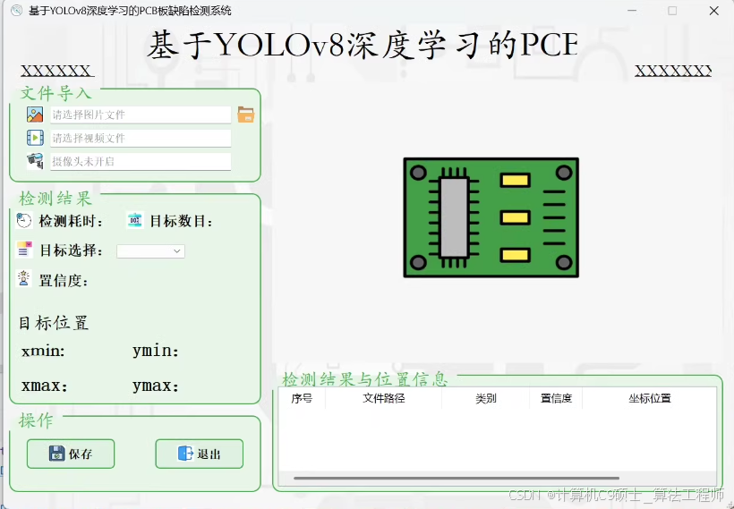 如何构建基于YOLOv8 pyqt5的pcb缺陷检测系统 使用PyQt5创建一个简单的前端界面来显示实时检测结果。该界面支持用户加载自定义模型，从而实现检测目标的自定义_基于qt的pcb焊接 ...