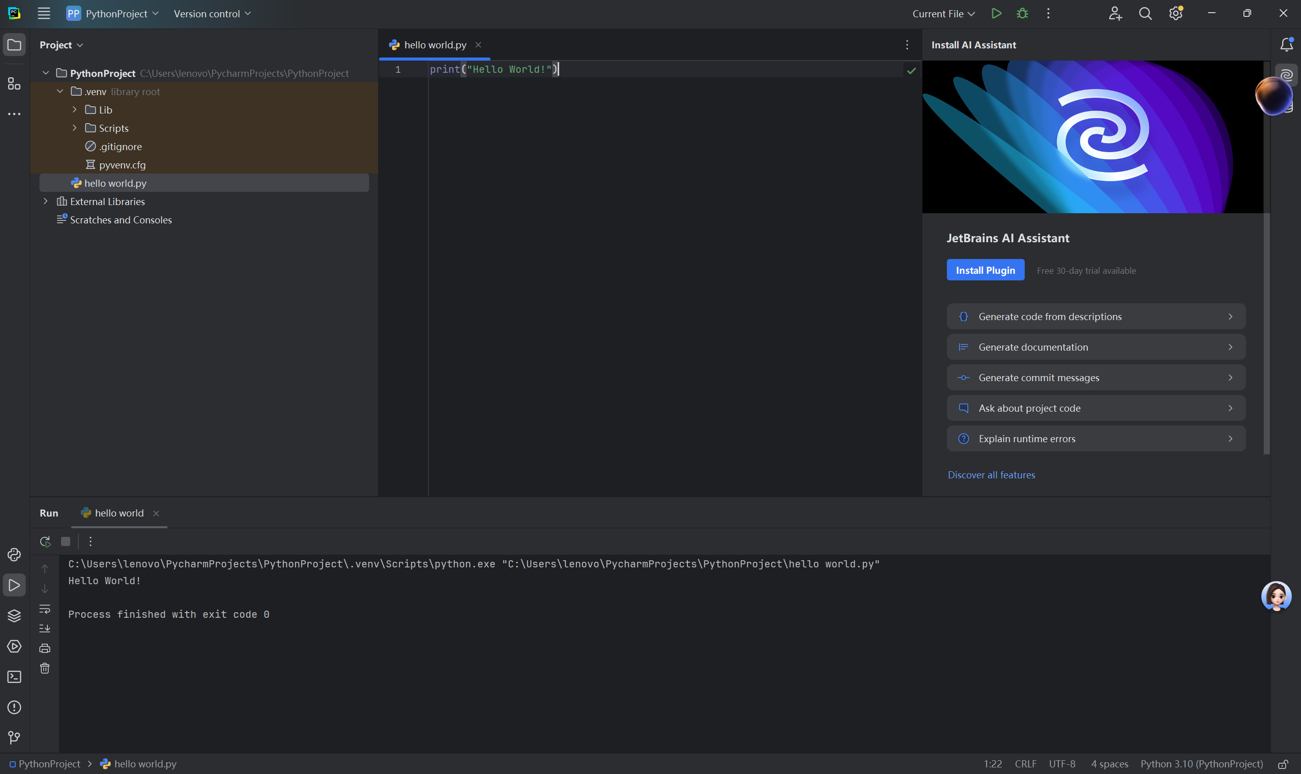 安装PyCharm，输出Hello World!-CSDN博客