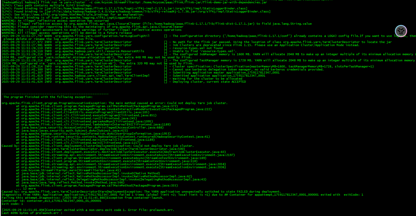 The main method caused an error: Could not deploy Yarn job cluster.-CSDN博客