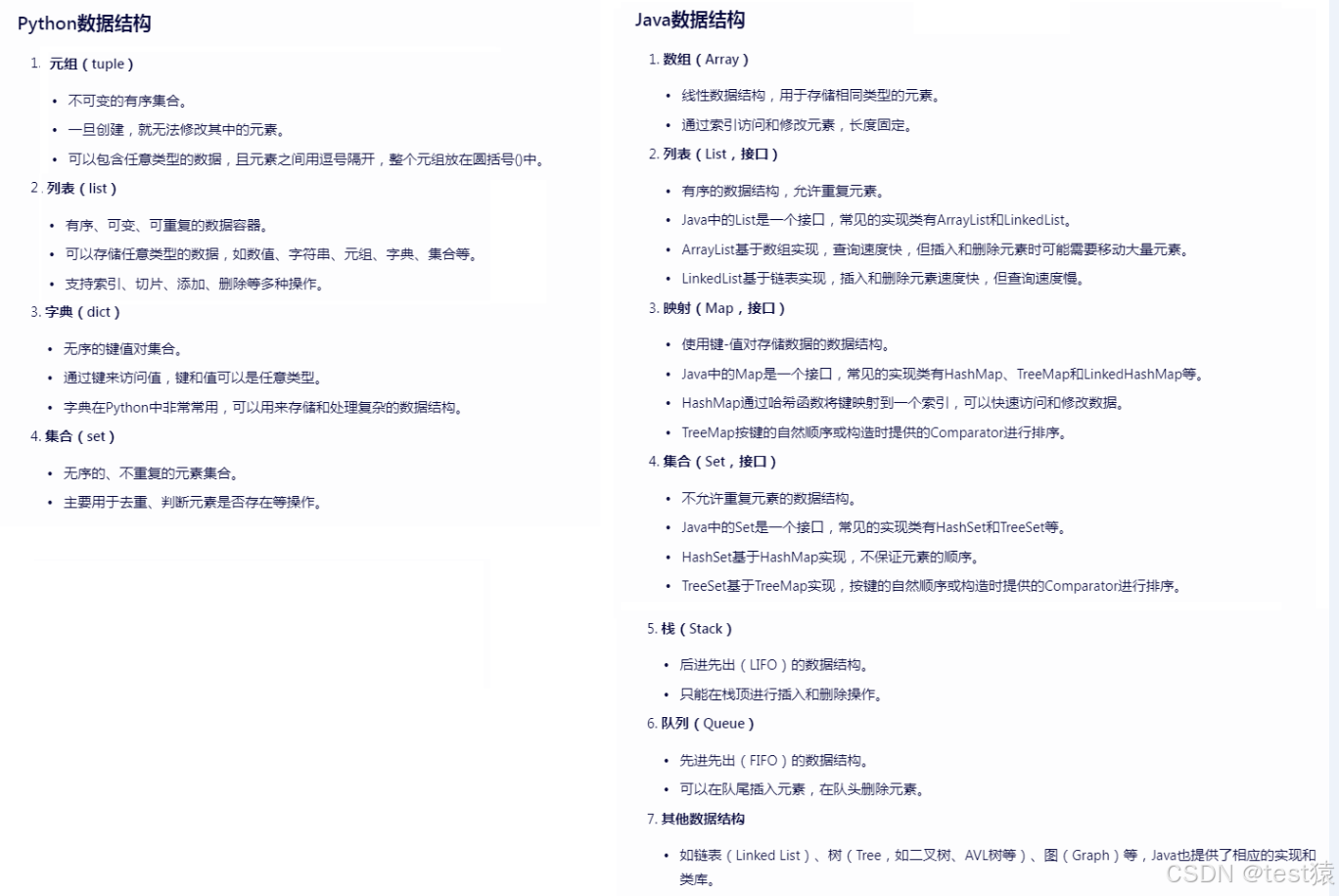 Java与python数据结构对比python与java中数据结构对比 Csdn博客