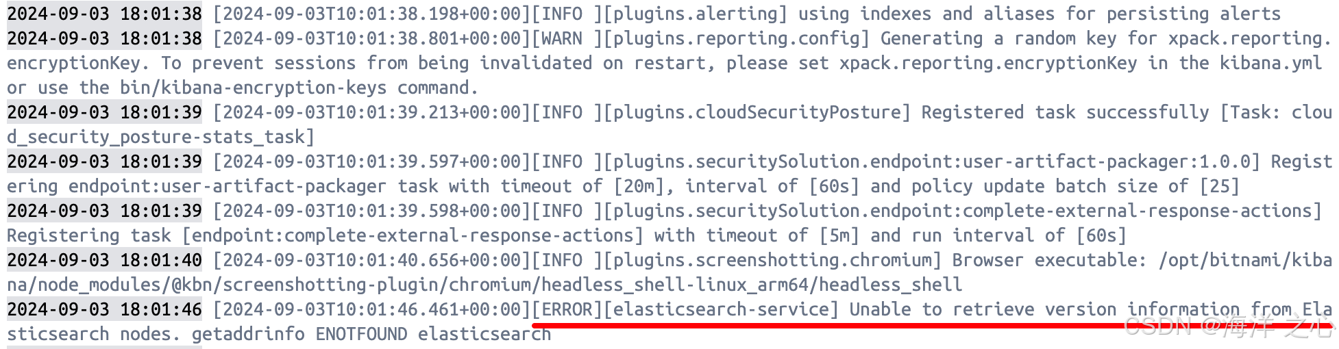 Unable to retrieve version information from Elasticsearch nodes. getaddrinfo ENOTFOUND ...