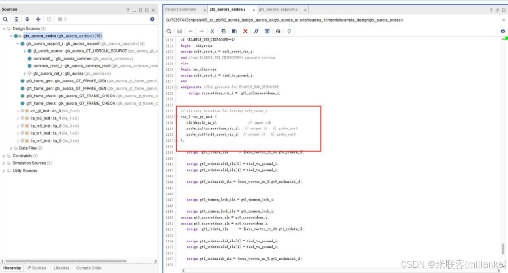 [米联客-XILINX-H3_CZ08_7100] FPGA_GTX高速串行通信光口通信方案连载-02aurora8b10b回环测试_3-1-03米联客2022版fpga gth高速串行通信光 ...