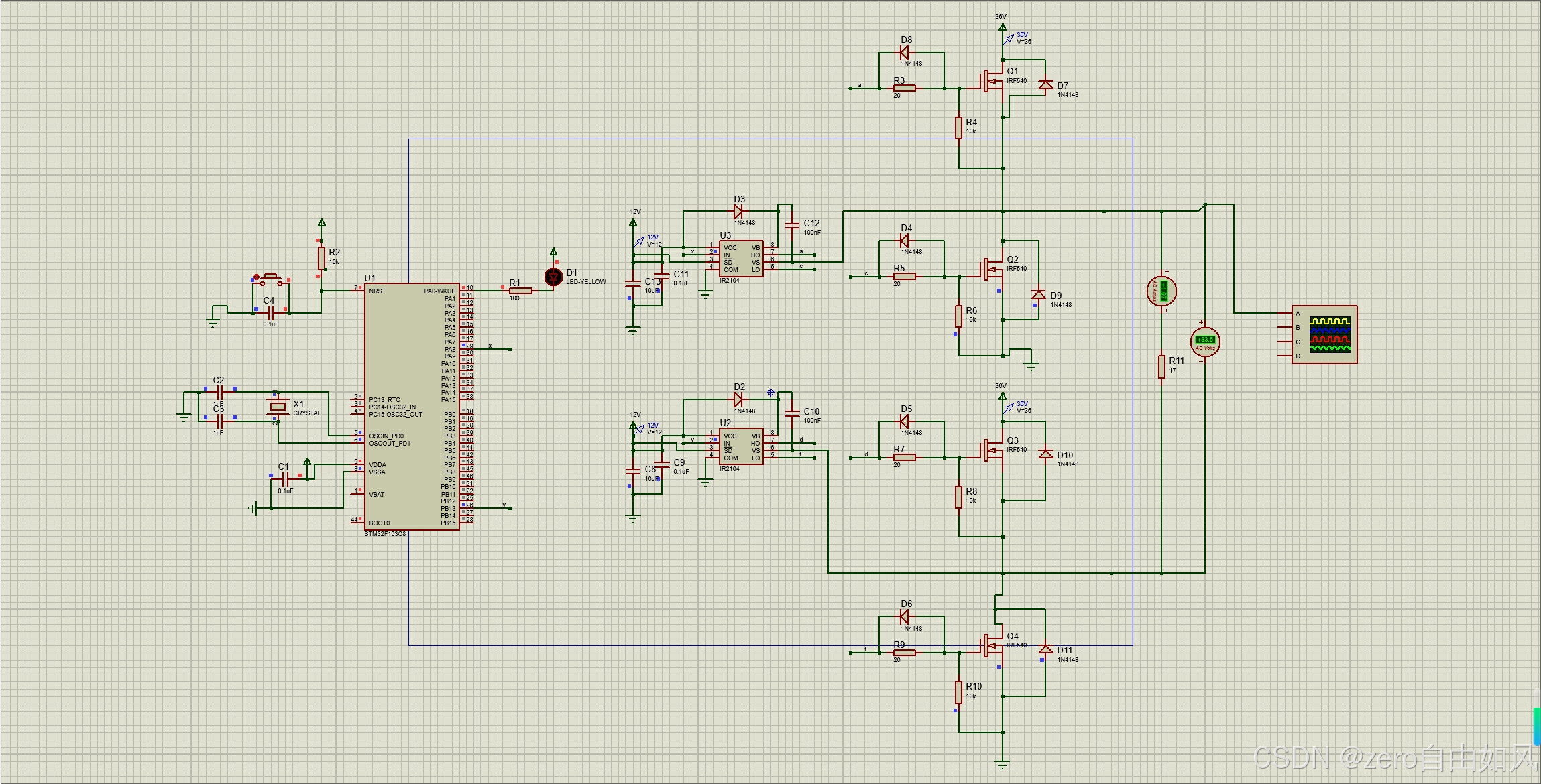 ir2104+IRF540全桥逆变电路+Proteus仿真_ir2104仿真-CSDN博客