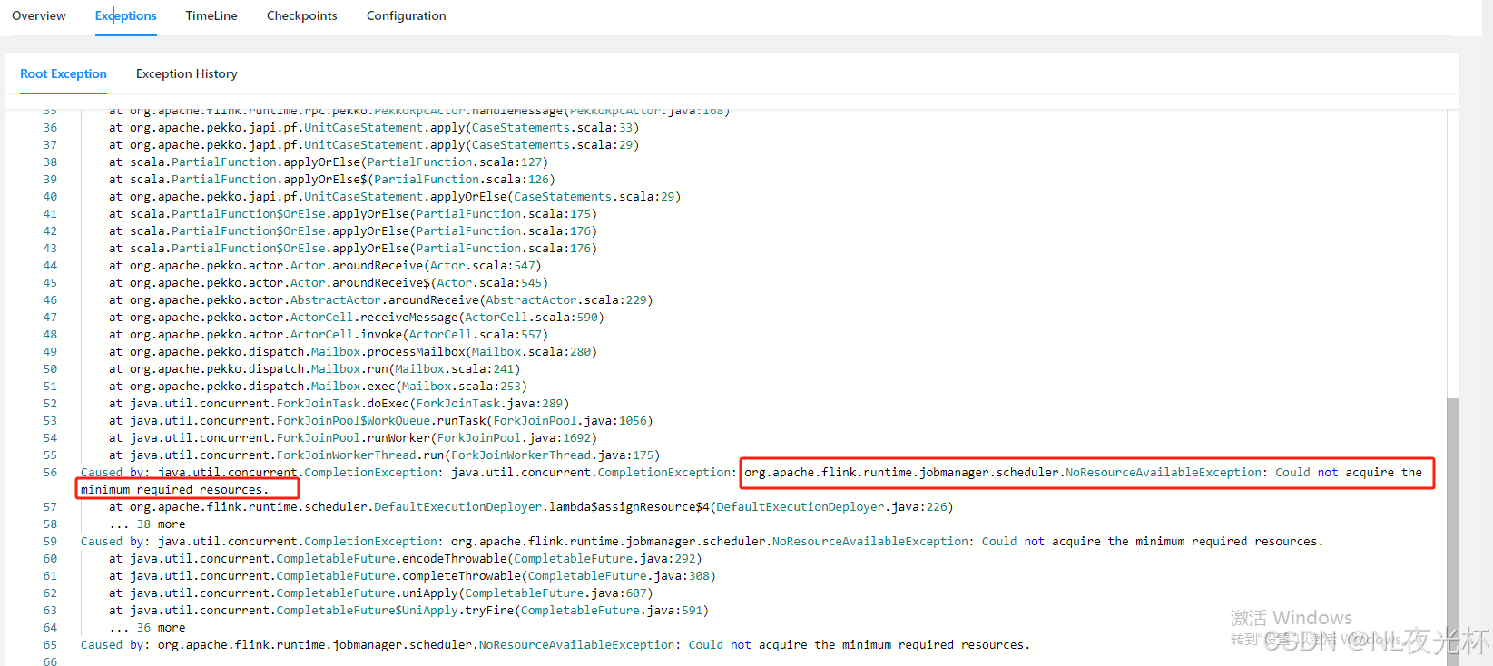 flink启动同步任务后全部失败，报错：NoResourceAvailableException: Could not acquire the ...