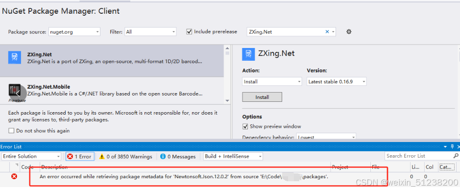 .net报错合集及处理_an error occurred while retrieving package metadat-CSDN博客