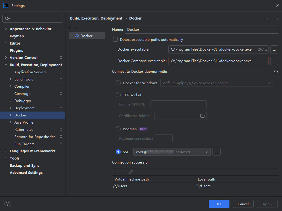 idea 使用docker插件，运行报错：Cannot run program “docker“: CreateProcesserror=2 ...