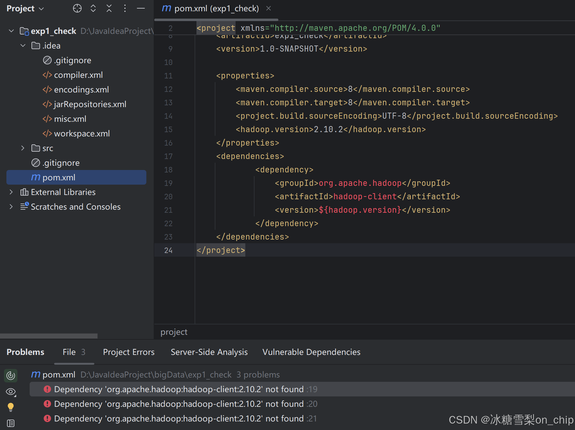 【解决】未找到依赖项Hadoop2.10.2 （Dependency ‘org.apache.hadoop:hadoop-client:2.10.2‘ not found）-CSDN博客