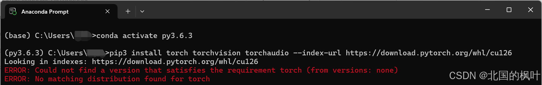 pytorch安装时报错找不到满足要求的版本：No matching distribution found for torch-CSDN博客