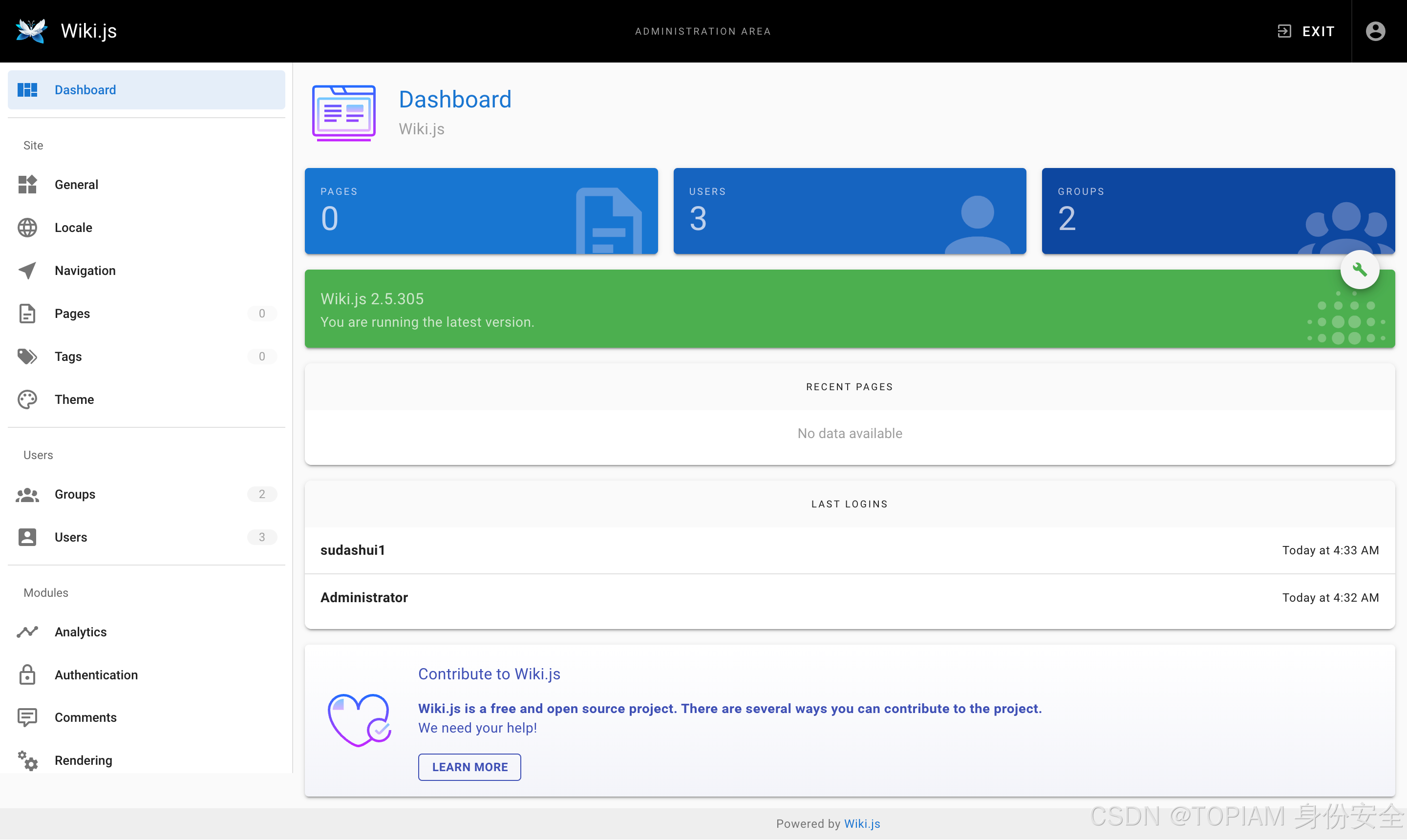 使用TOPIAM 轻松搞定「Wiki.js」单点登录-CSDN博客