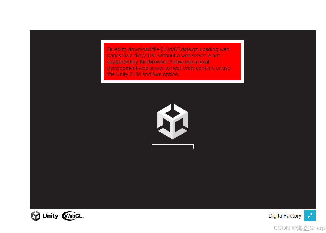 Unity3D导出的WebGL工程运行，解决打开报错“fail...file:// URL”_please use a local development web server to host ...